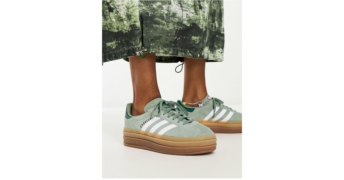 adidas Originals Gazelle Bold Platform Trainers in Green | Lyst UK