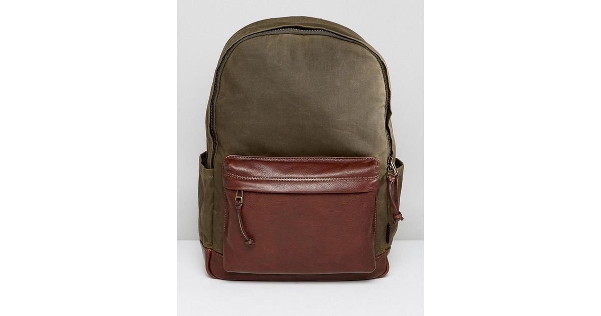 Fossil Defender Backpack In Waxed Canvas in Green for Men | Lyst
