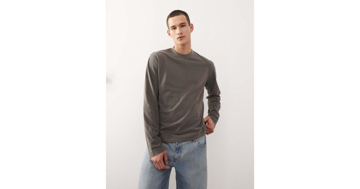 Weekday Lounge Relaxed Fit Long Sleeve T-shirt in Grey for Men | Lyst UK