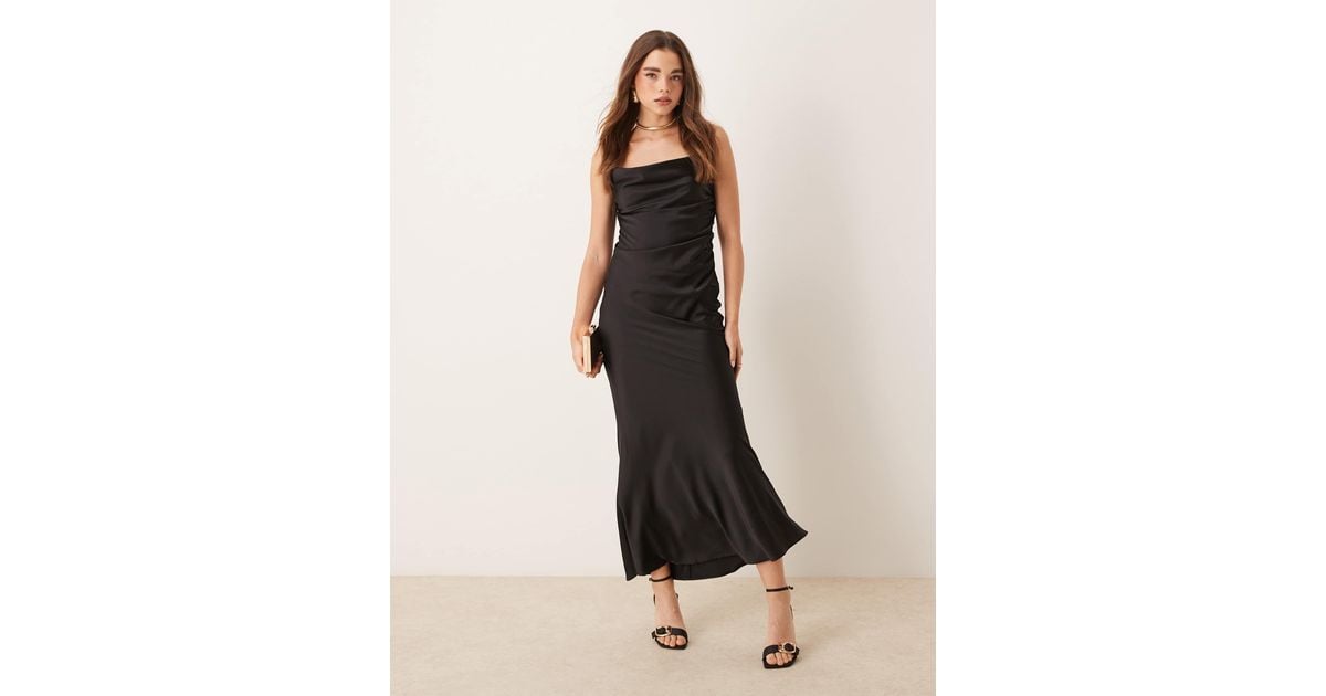 Gina Tricot Satin Bias Cut Maxi Dress With Low Back Lace Insert in ...