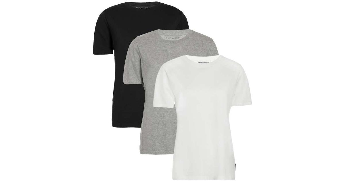 French Connection 3 Pack Cotton Crew Neck T-Shirts in Black | Lyst UK