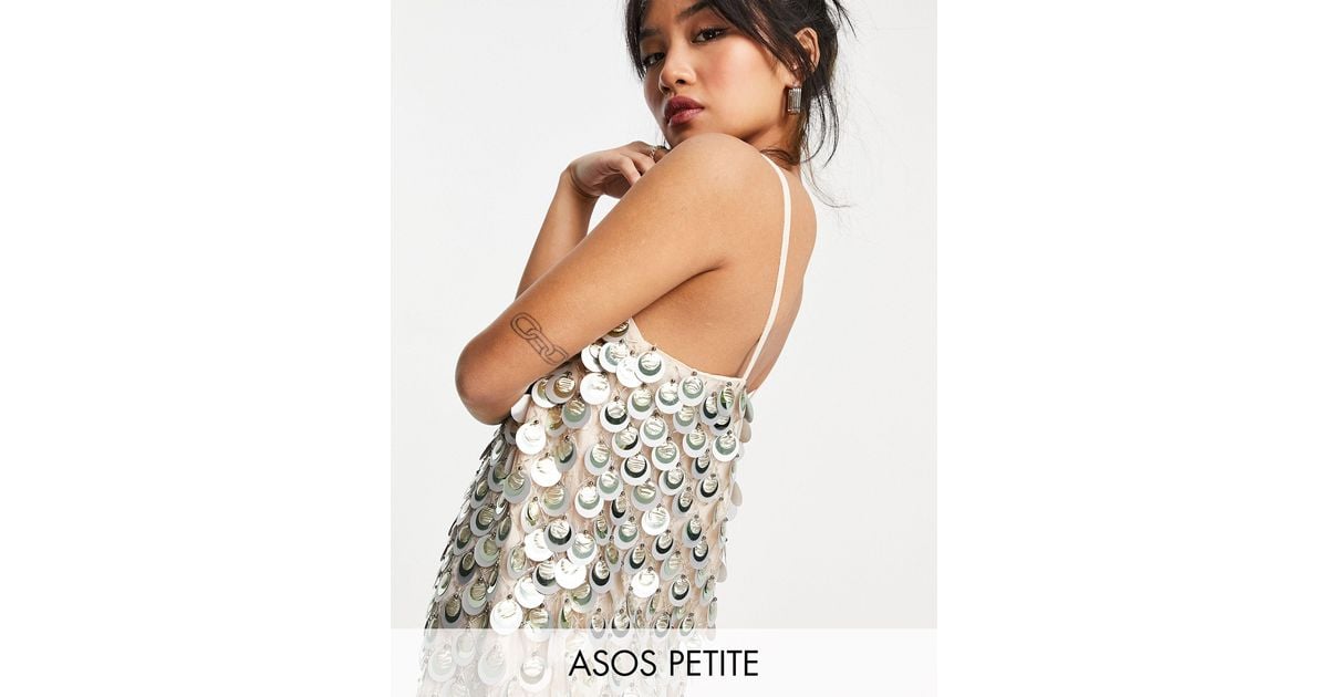 ASOS Asos Design Petite Disc Sequin Cami Embellished Mini Dress | Lyst