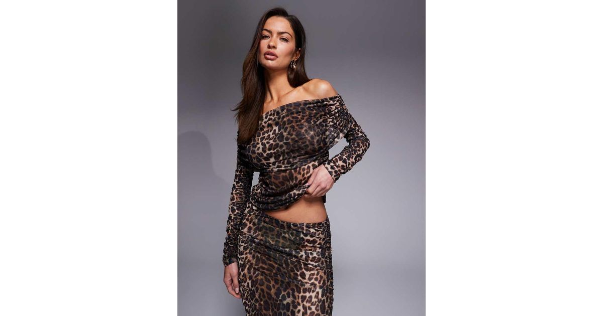 South Beach Mesh Bardot Beach Top in Brown | Lyst UK