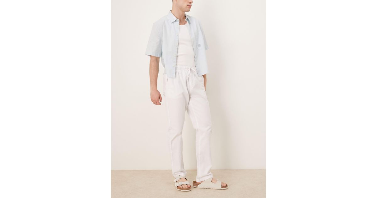 ASOS Slim Linen Blend Pants in Gray for Men | Lyst