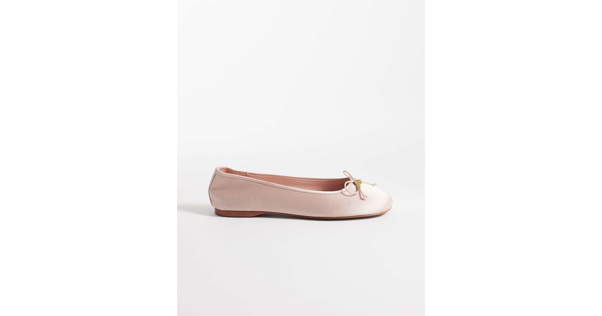 Mango Satin Ballet Flats With Key Charm Detail in Pink | Lyst