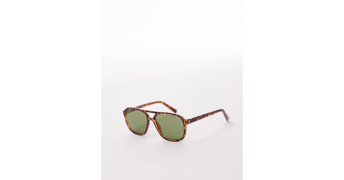 & Other Stories Brown Tortoise Shell Retro Aviator Sunglasses | Lyst UK