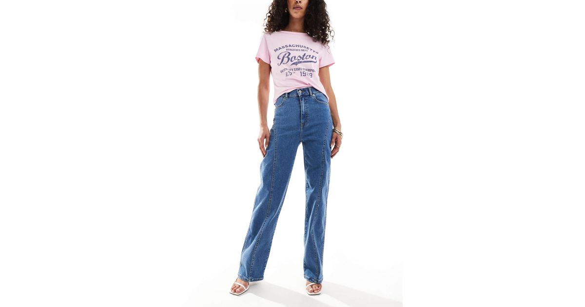 Dr. Denim Moxy Straight Leg Curve Cut Leg Jeans in Blue | Lyst