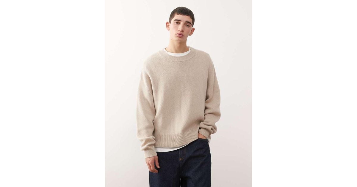 Weekday Boxy Fit Knitted Jumper in Natural for Men | Lyst UK