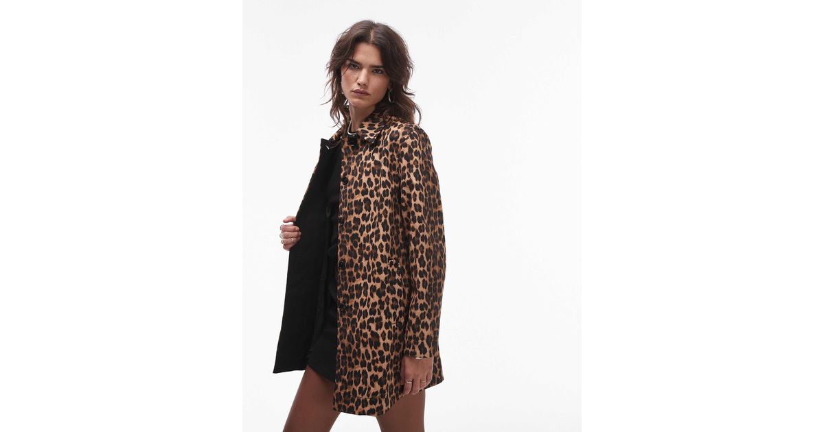 Mango Oversized Leopard Print Coat in Brown | Lyst