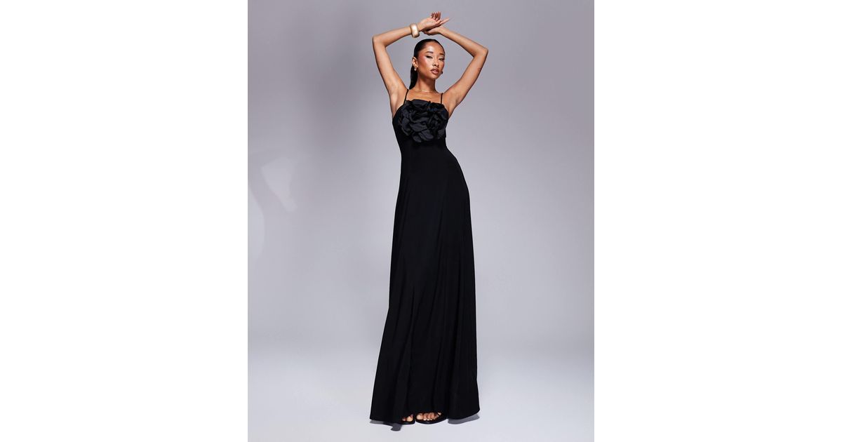 ASOS Oversized Corsage Maxi Dress With Full Hem in Blue | Lyst