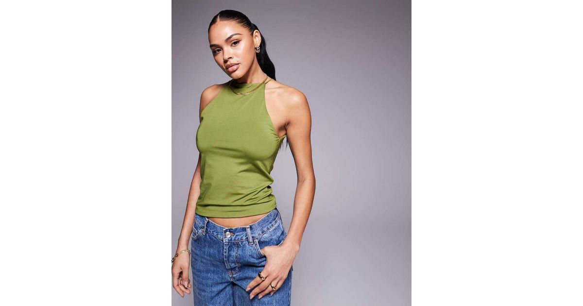 ASOS Racer Cami Top in Green | Lyst UK