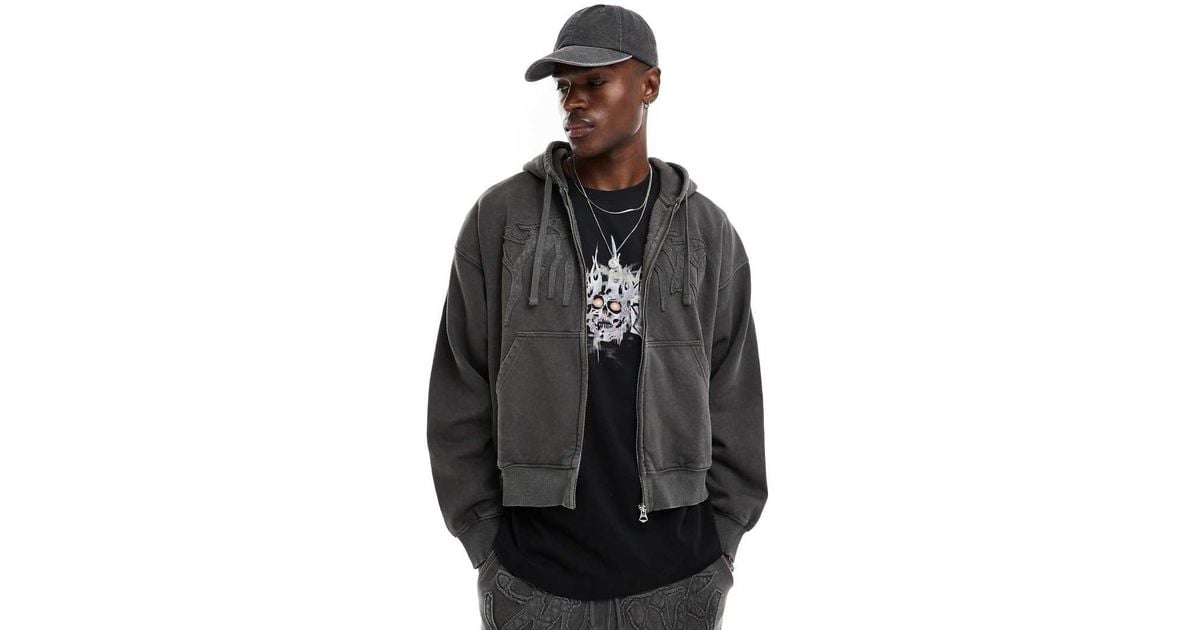 Weekday Co-ord Boxy Fit Zip Through Hoodie With Destiny Embroidery in ...