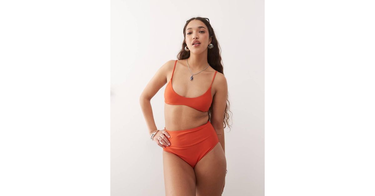 Collusion Mix And Match High Waisted Bikini Bottom in Red | Lyst UK