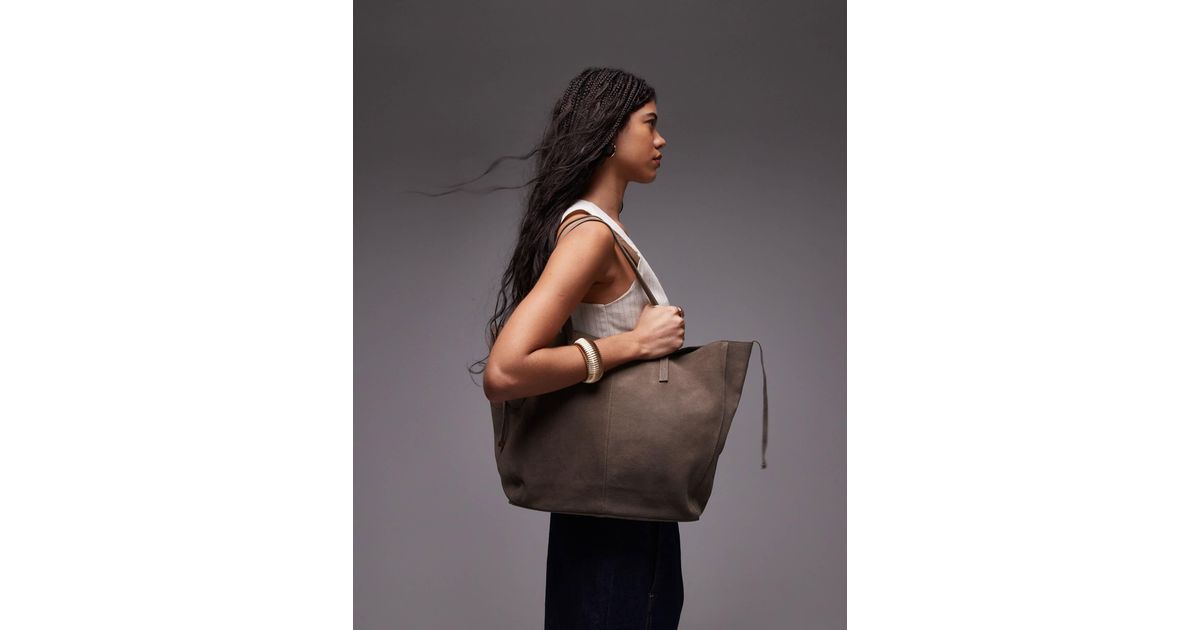 Mango Suede Shoulder Tote Bag in Black | Lyst