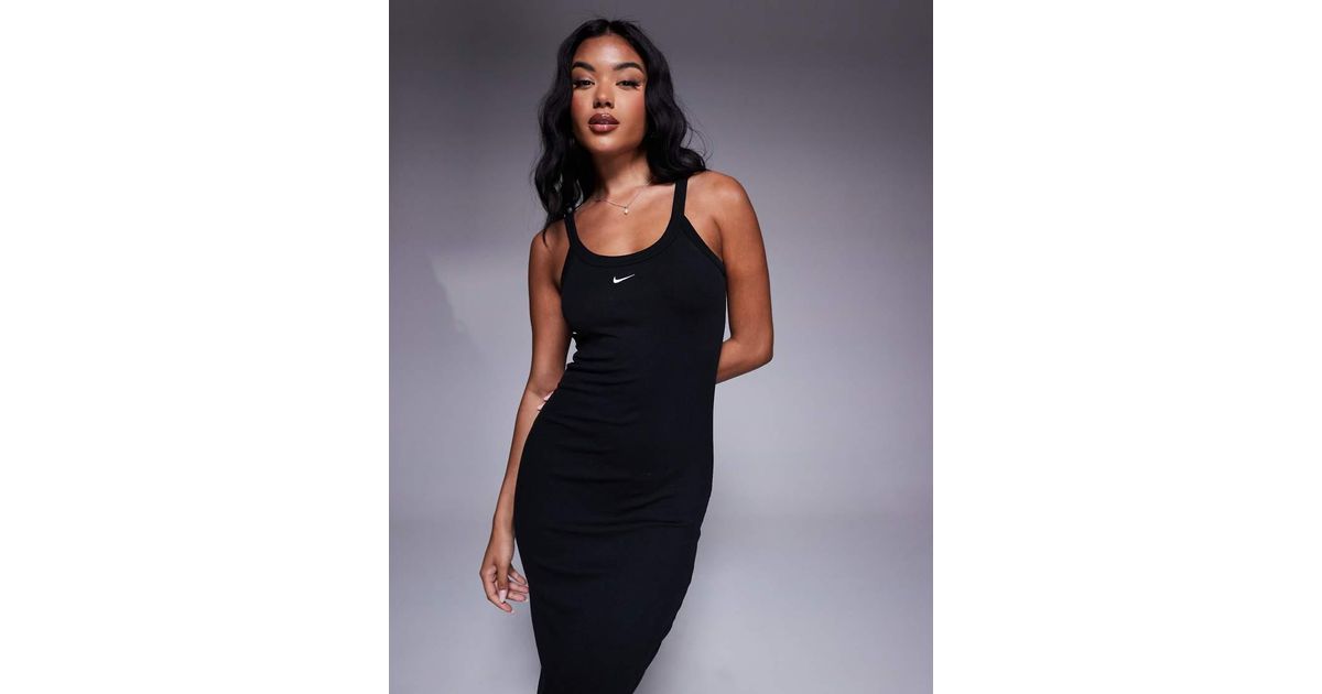Nike Chill Ribbed Maxi Dress in Blue | Lyst UK