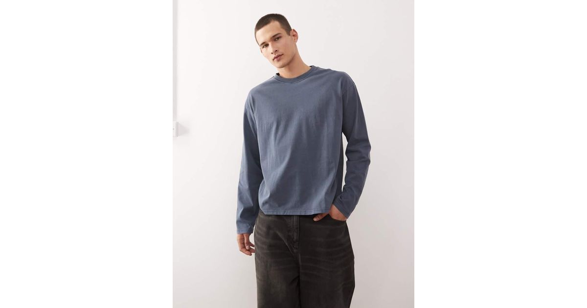Weekday Great Boxy Fit Oversized Long Sleeve T-shirt in Blue for Men ...