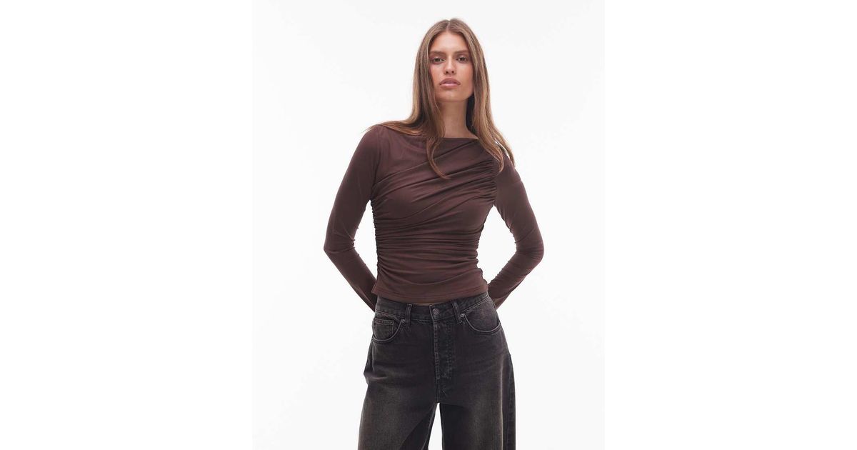 Nia Isabeau Boat Neck Long Sleeve Top in Purple | Lyst UK