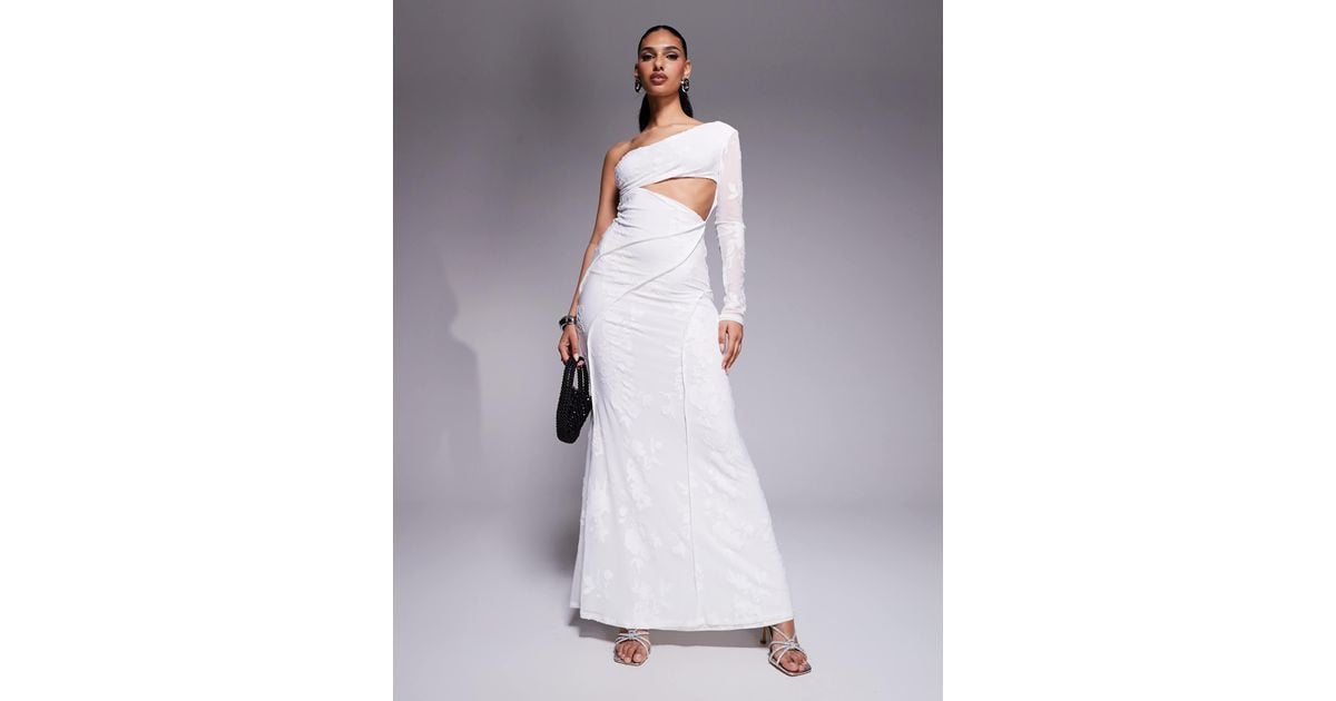 ASOS Devore One Sleeve Maxi Dress With Open Back And Exposed Seam ...