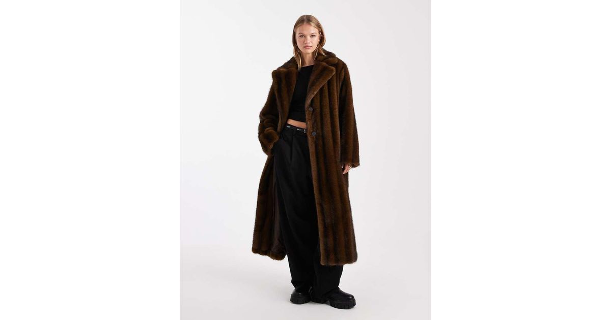 ASOS Vintage Longline Faux Fur Coat in Black | Lyst UK
