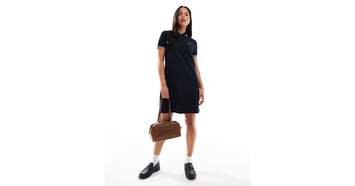 Fred Perry Tipped Dress in Blue | Lyst