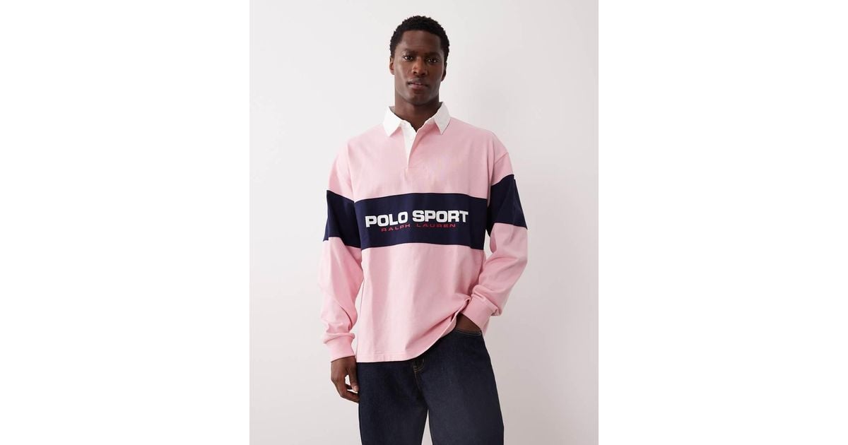 Polo Ralph Lauren Sport Chest Panel Flag Logo Oversized Fit Rugby Polo ...