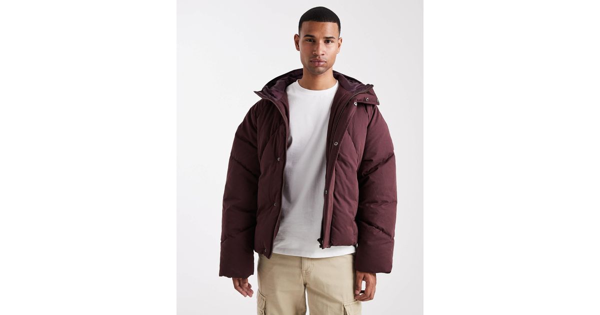 ASOS Oversized Puffer Jacket in Brown for Men | Lyst
