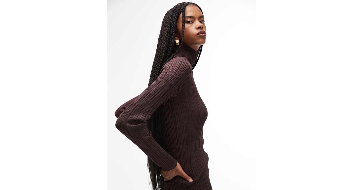 & Other Stories Metallic Knitted Rib Top With Roll Neck in Purple | Lyst UK