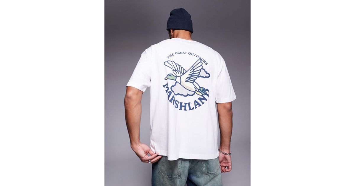 ASOS Boxy Oversized T-shirt With Front Chest Print And Back Print in White for Men | Lyst