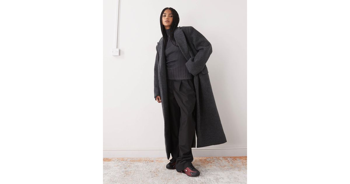 Weekday Logan Wool Blend Hairy Oversized Double Breasted Coat in Black ...