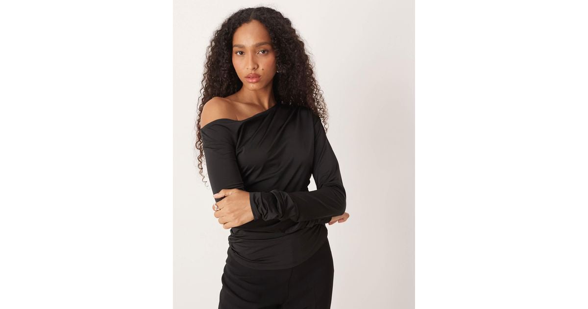 Aware Slinky Drapey Long Sleeve Top in Black | Lyst