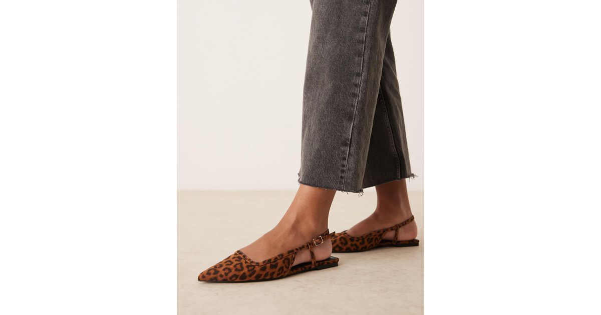 Asos Design Wide Fit Lorraine Slingback Ballet in Brown | Lyst