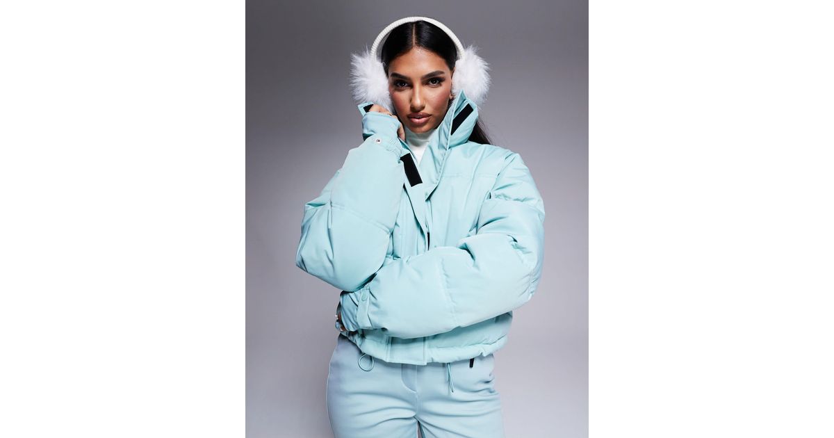 ASOS Ski Boxy Fit Puffer Ski Jacket in Blue | Lyst