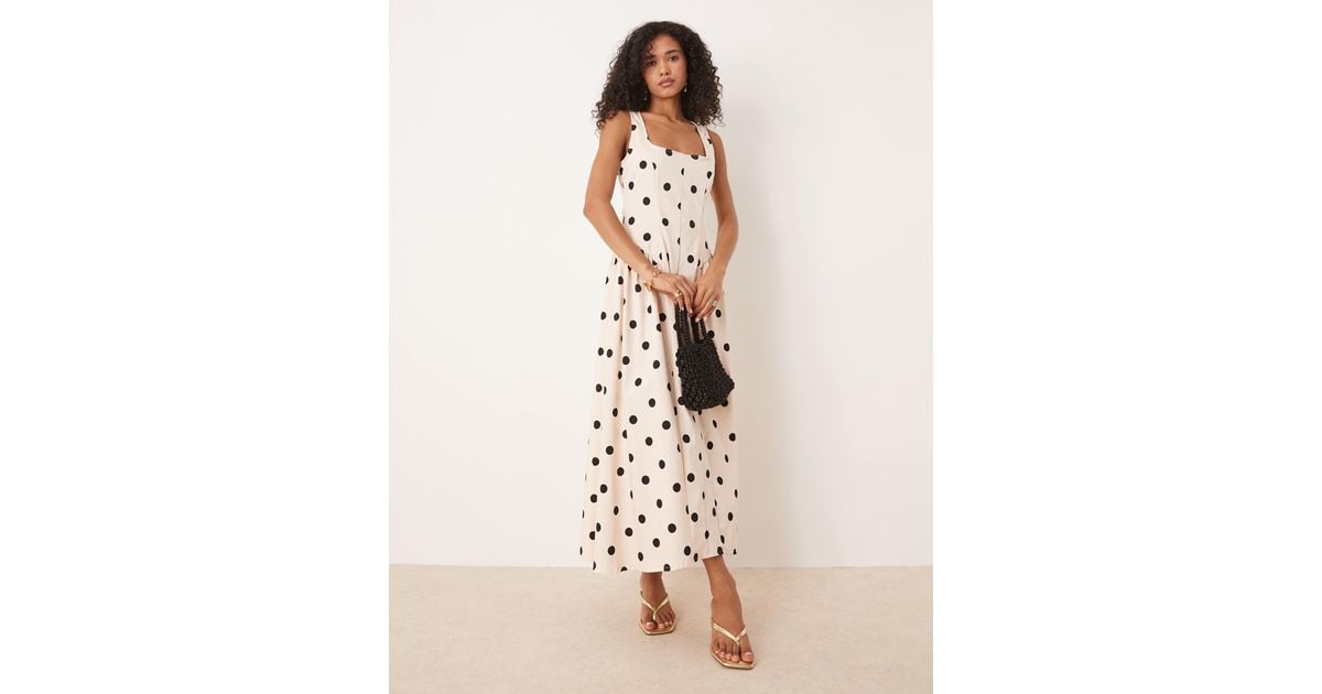 ASOS Corset Seam Detail Maxi Dress in Natural | Lyst