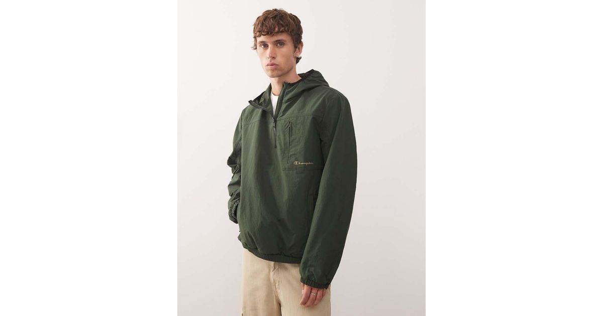 Champion Hooded Quarter Zip Jacket in Green for Men | Lyst UK
