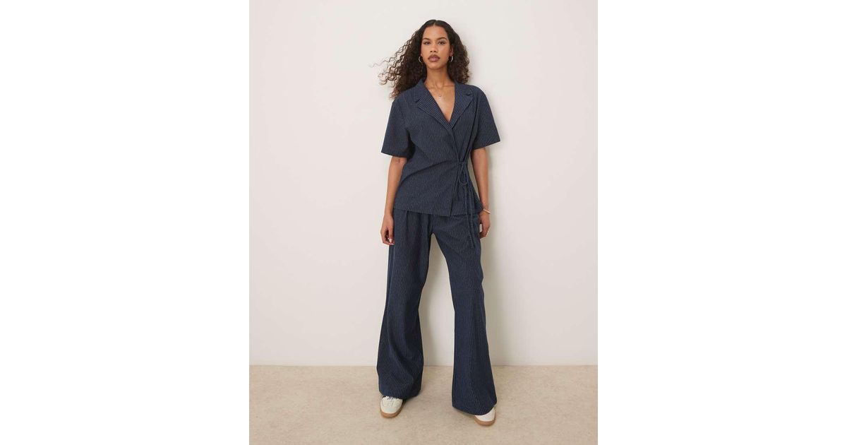 ASOS Denim Look Co-ord Wide Leg Trousers in Blue | Lyst UK