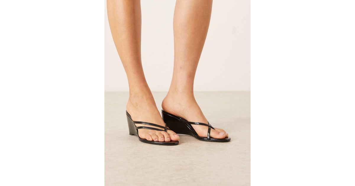 Mango Strappy Heeled Wedge Sandals in Natural | Lyst