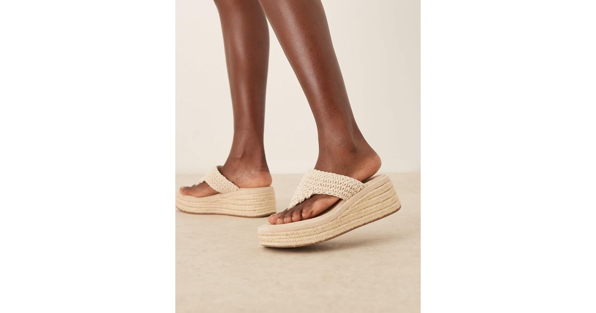 ASOS Toucan Crochet Weave Toe Thong Wedges in Natural | Lyst