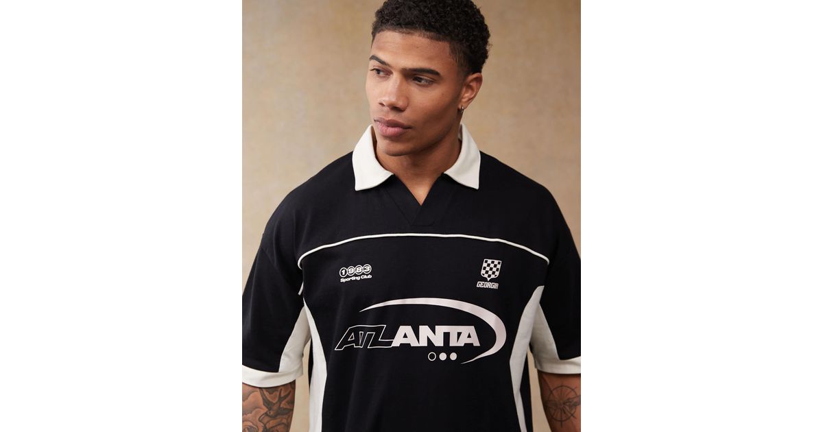 ASOS Oversized Polo With Cut And Sew Panelling And Sports Graphics in ...
