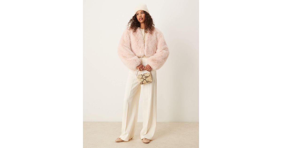 ASOS Faux Fur Jacket in Natural | Lyst