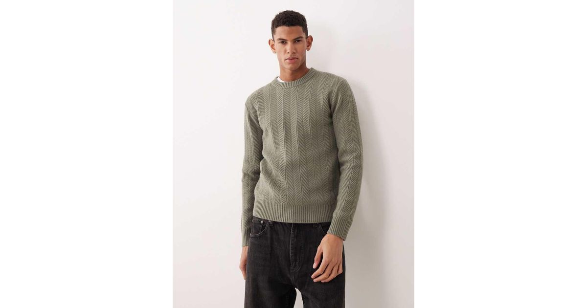 Mango Textured Knit Jumper in Grey for Men | Lyst UK