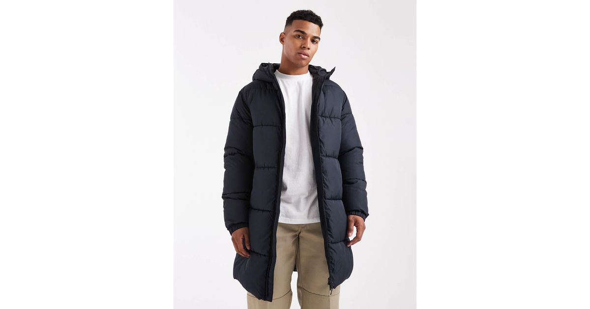 JJ Rebel Longline Padded Coat in Blue for Men | Lyst
