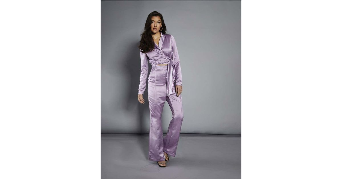 Collective The Label Tailored Split Flared Trousers in Grey | Lyst UK
