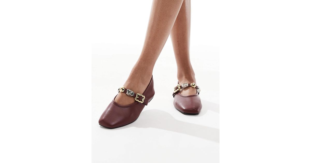 4th & Reckless Embellished Strap Faux Leather Ballet Flats in Pink | Lyst