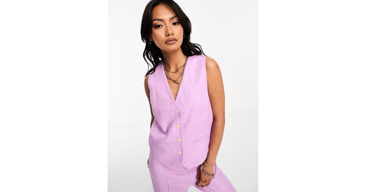 Mango Fitted Waistcoat Co-ord in Purple | Lyst