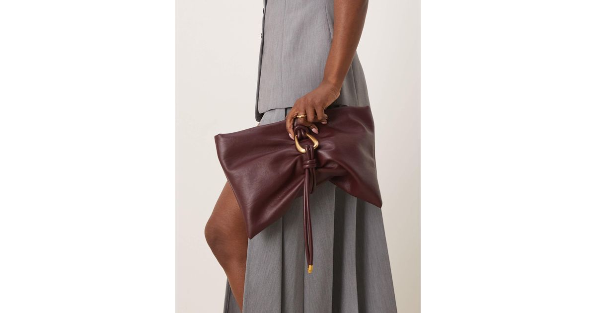 ASOS Hardware Detail Wrap Flap Clutch Bag in Red | Lyst