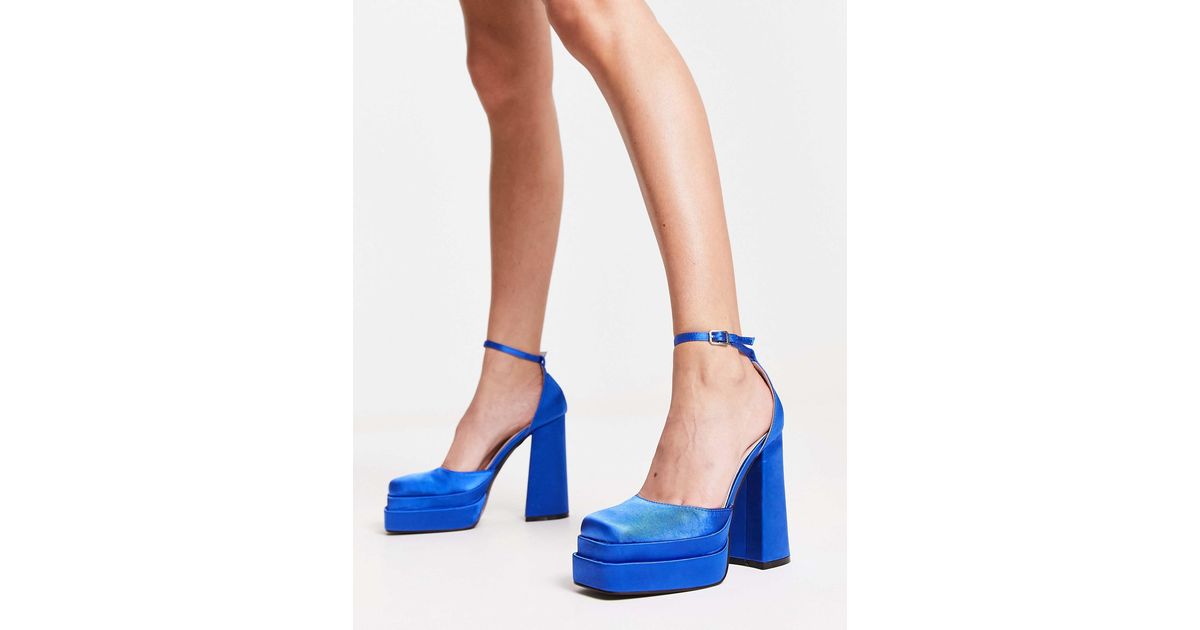 Raid Amira Double Platform Heeled Shoes in Blue | Lyst