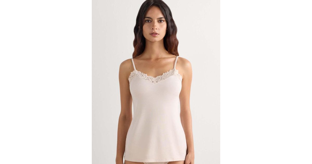Intimissimi Pretty Flowers Modal Top in Natural | Lyst UK