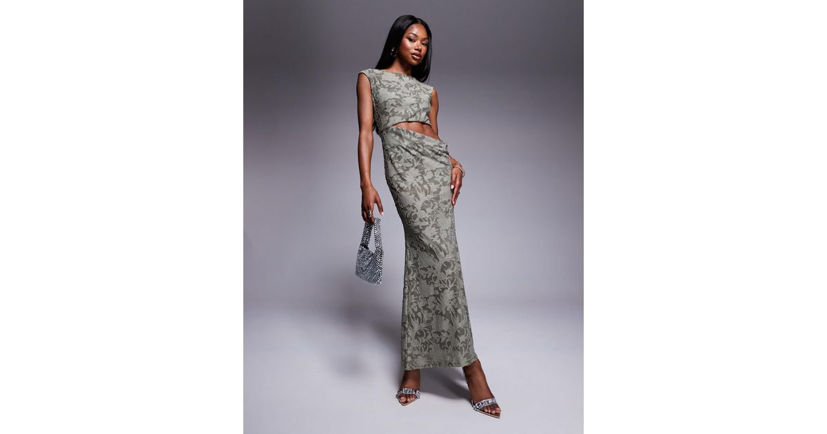 ASOS Slash Neck Burnout Maxi Dress With Waist Cut Out And Scoop Back in ...