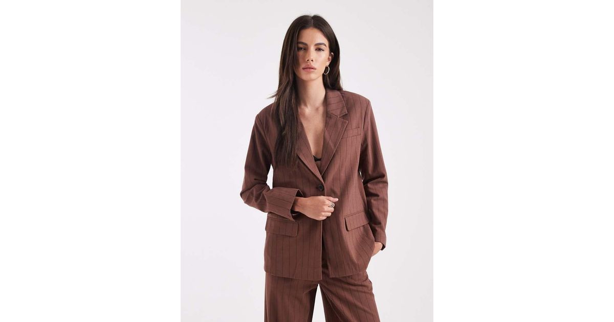 Object Tailored Blazer Co-ord in Brown | Lyst UK