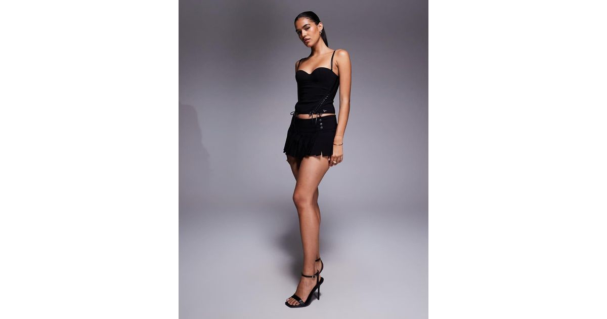 I.AM.GIA Remini Button Detail Pleated Ultra Mini Skort in Black | Lyst UK